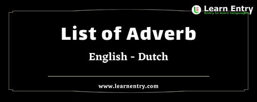 List of Adverbs in Dutch and English - Learn Entry
