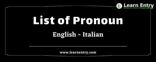 List of Pronouns in Italian and English - Learn Entry