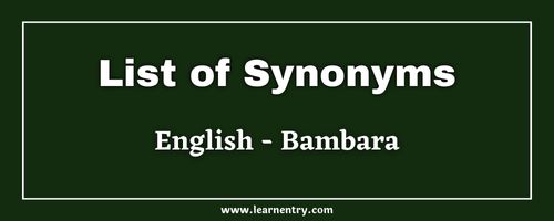 List of Synonyms in Bambara and English - Learn Entry