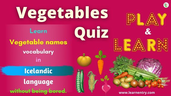 Vegetables quiz in Icelandic - Learn Entry